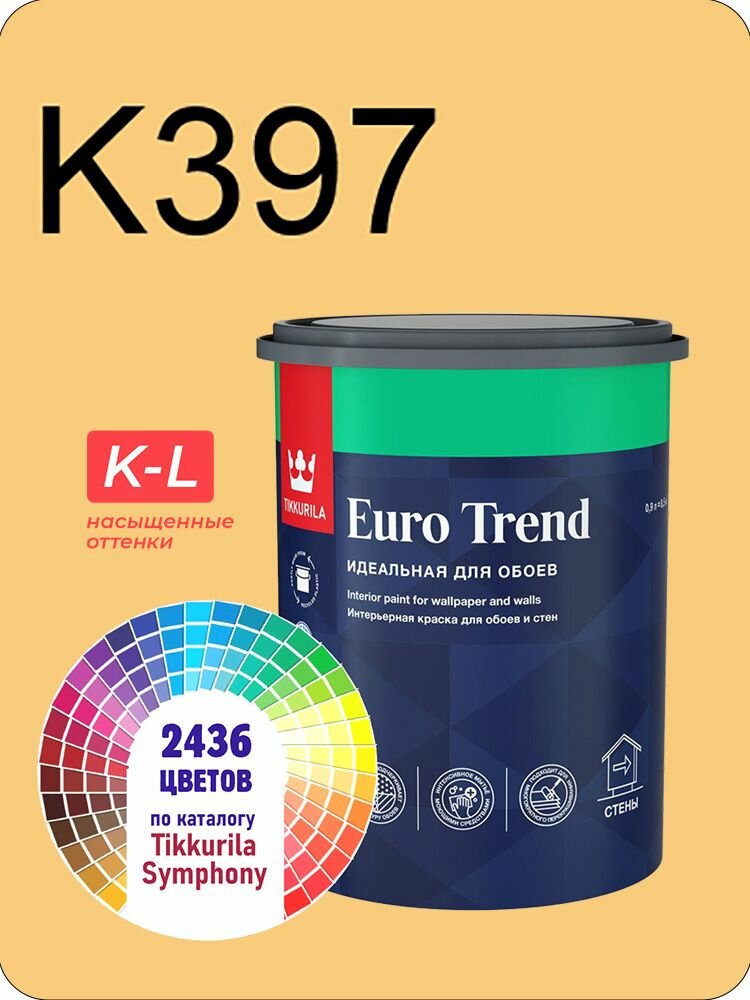 Краска для обоев Tikkurila Euro Trend 0,9л. насыщенные оттенки K397