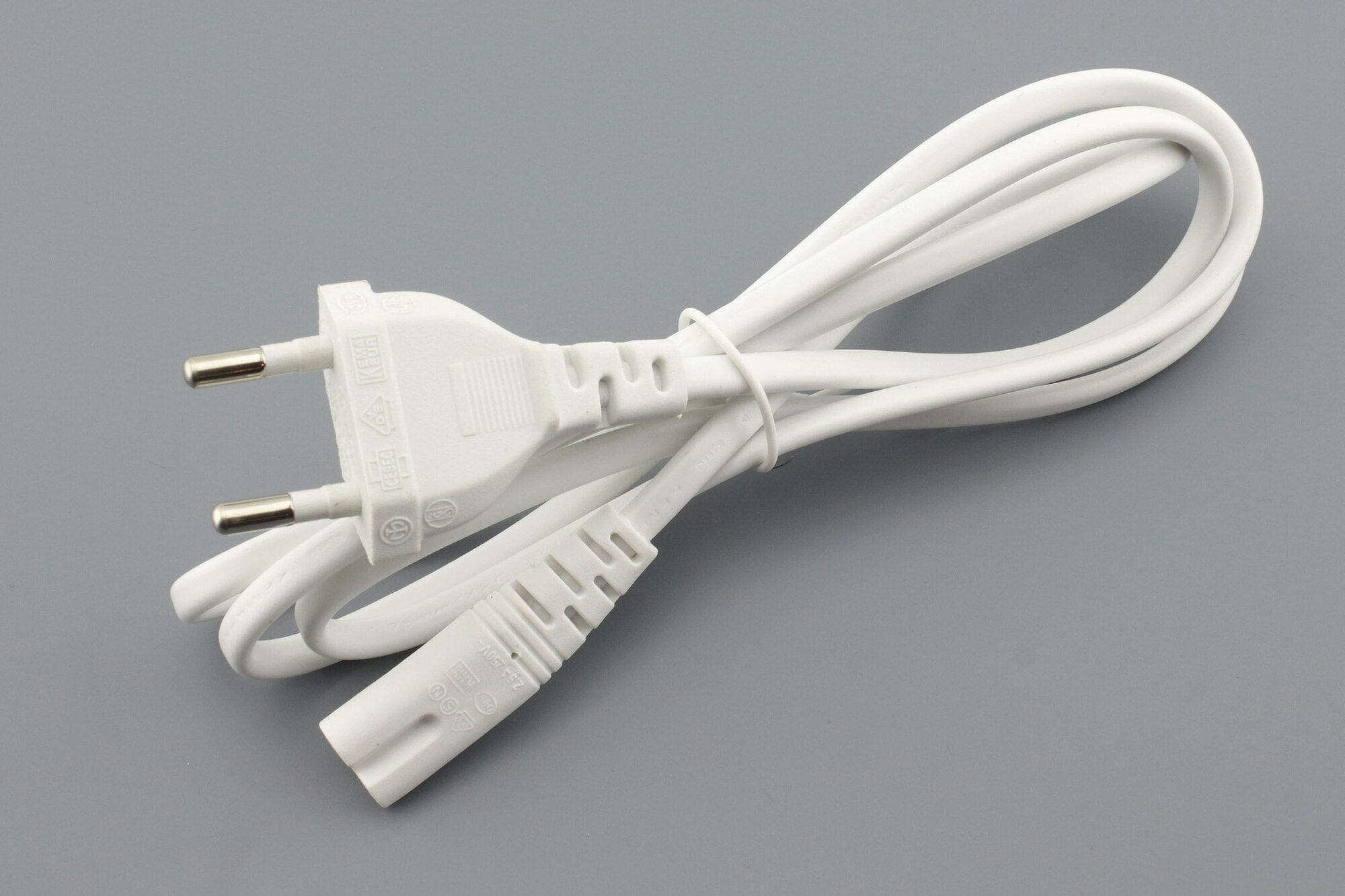 Кабель сетевой для блоков питания двухпиновый 1.2м (0,75mm) белый