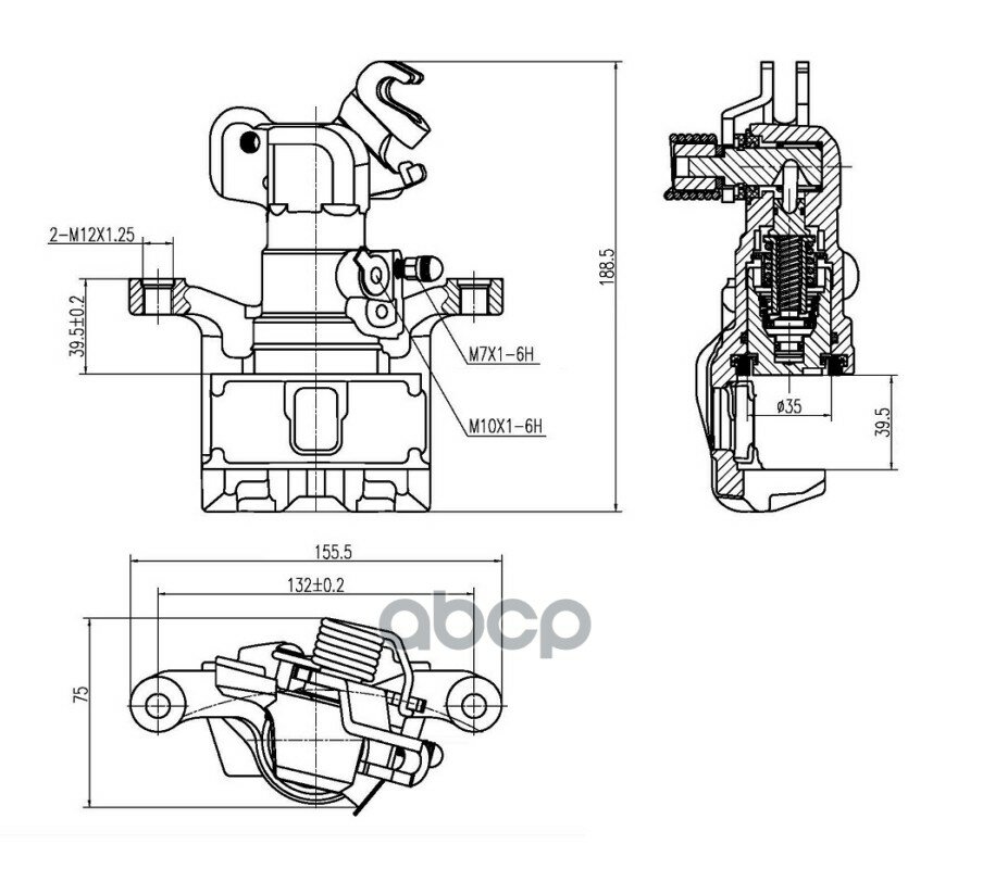 Суппорт тормозной задн. R MAZDA 6 2002-2013 (диск 10мм, поршень 35мм) S&K арт. SKCI2056