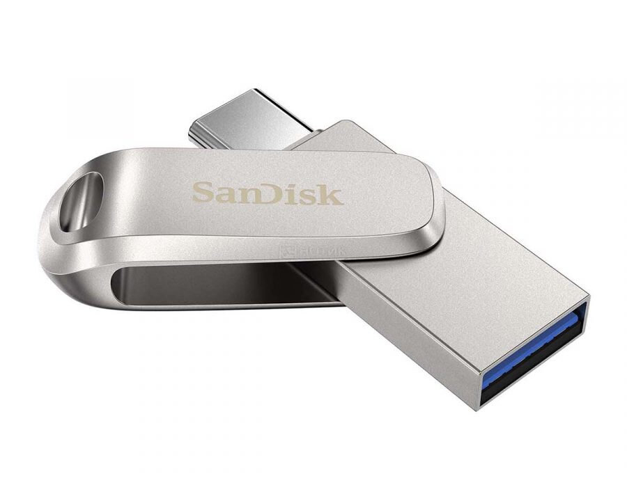 Флешка (flash-накопитель) SanDisk Ultra Dual Drive Luxe, 256 ГБ, USB 3.1/Type-C, серебристый пластик, SDDDC4-256G-G46