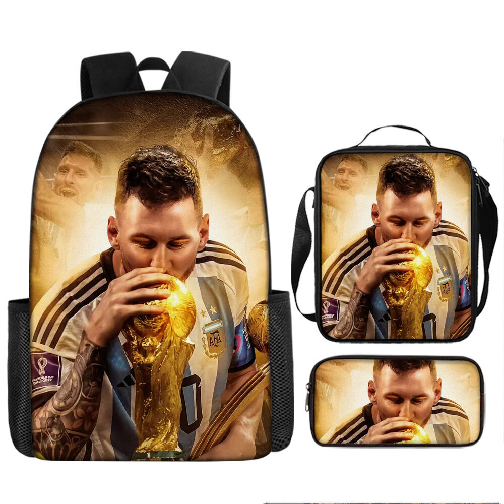 Футбольный чемпионат мира по футболу, периферийный студенческий школьный рюкзак, школьный рюкзак Месси, большой вместительный рюкзак из полиэстера, снижающий нагрузку, и набор ранцев