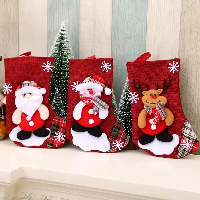 Рождественские чулки Santa, Snowman, Deer, 3pcs
