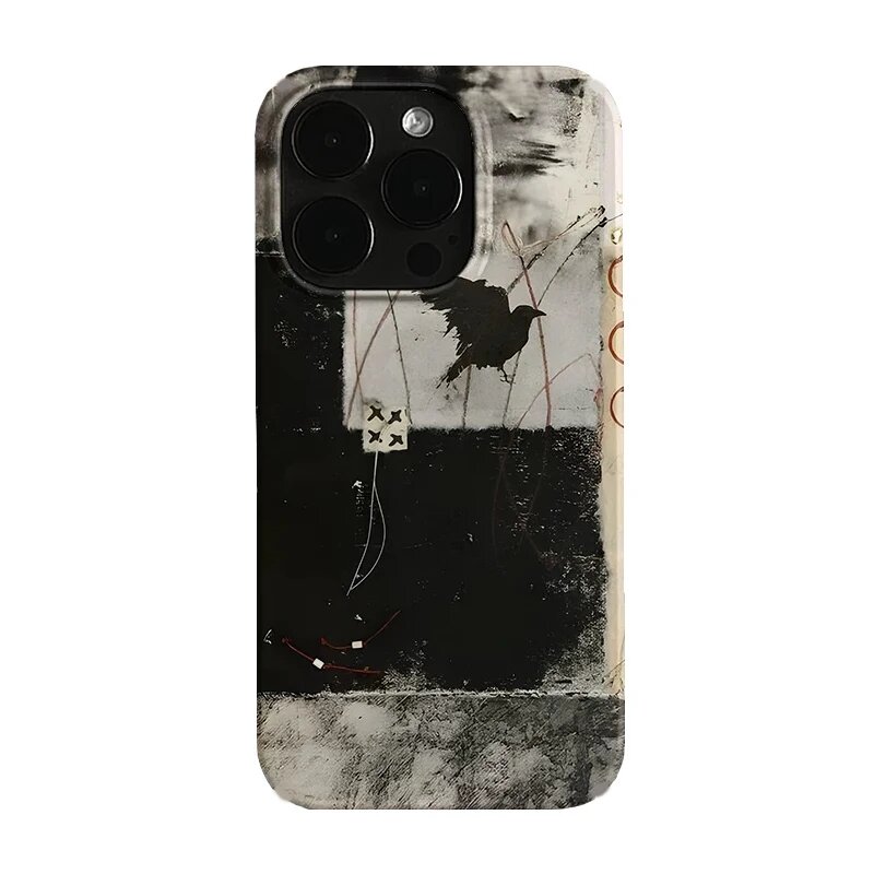 Чехол для iPhone 16 с принтом "Ворон в стиле кавер-арт"