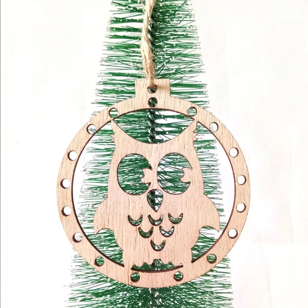 Набор из 3 каштановых деревянных подвесных украшений в виде совы для новогоднего оформления дома