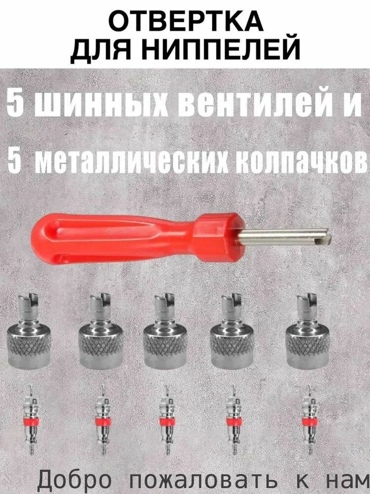 Экстрактор-отвертка для ниппелей — набор 11 шт, для установки и съёма золотников шин у авто, велосипеда, скутера