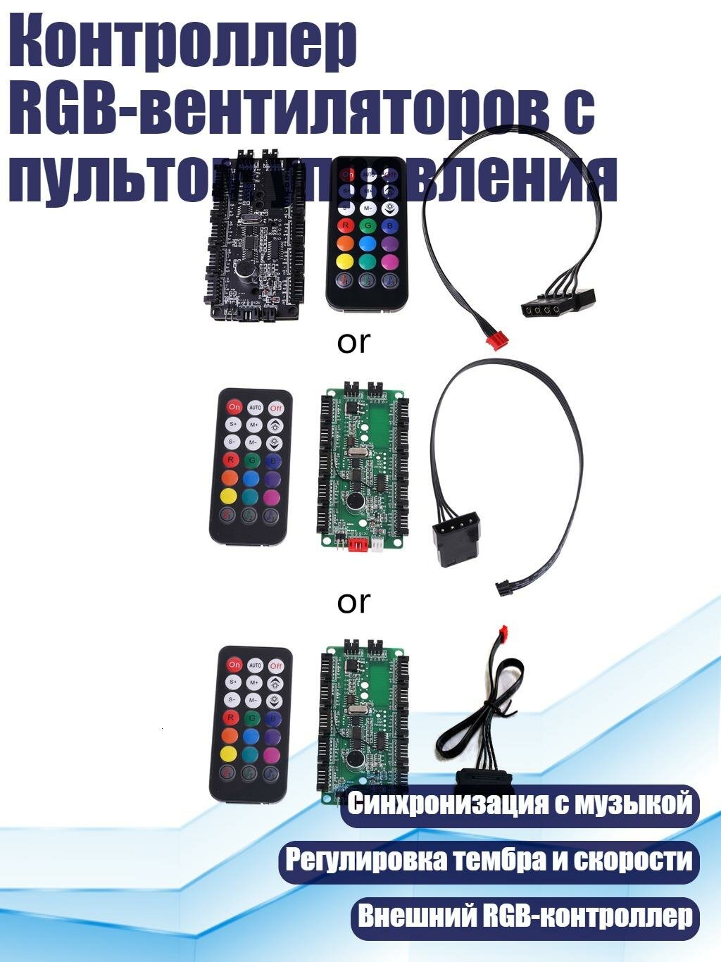 Контроллер RGB-вентиляторов с пультом управления, Черный