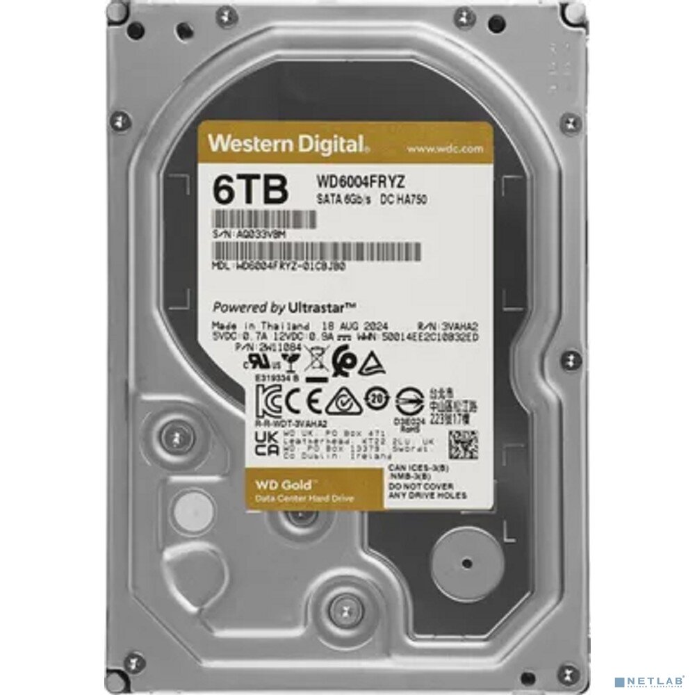 6TB WD Gold (WD6004FRYZ) {SATA III 6 Gb/s, 7200 rpm, 256Mb buffer}