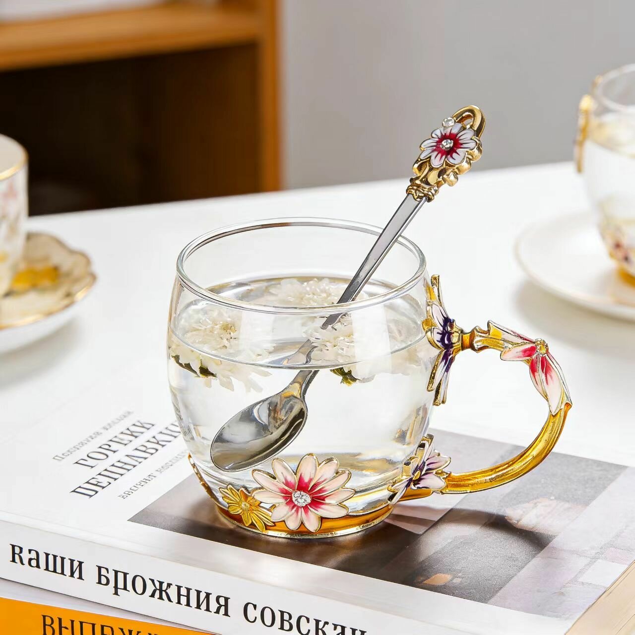 Эксклюзивная эмалированная стеклянная кофейная чашка, идеальный презент для мамы и любимой женщины к Дню матери и Валентину