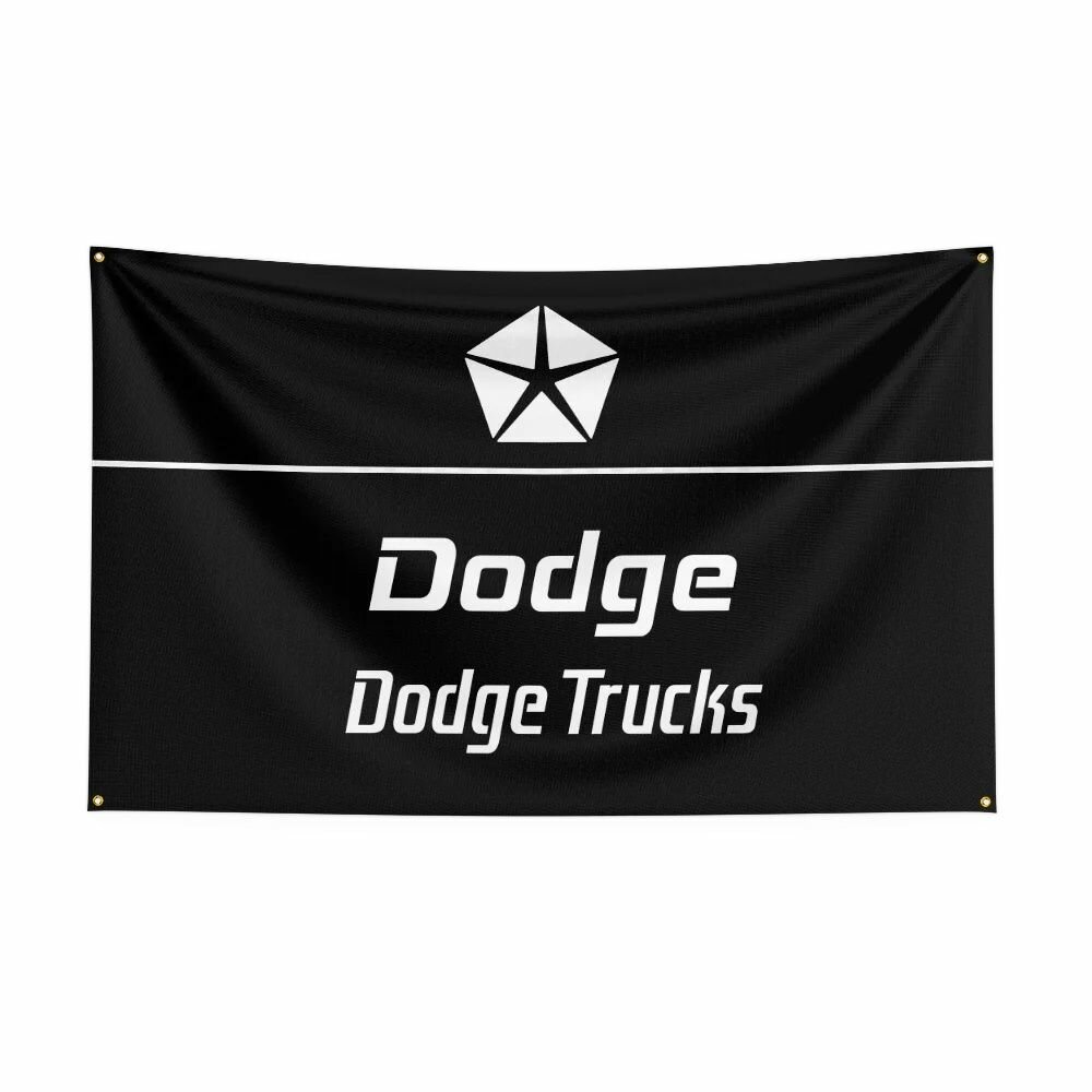 Флаг Dodge Trucks, черный фон с белым текстом