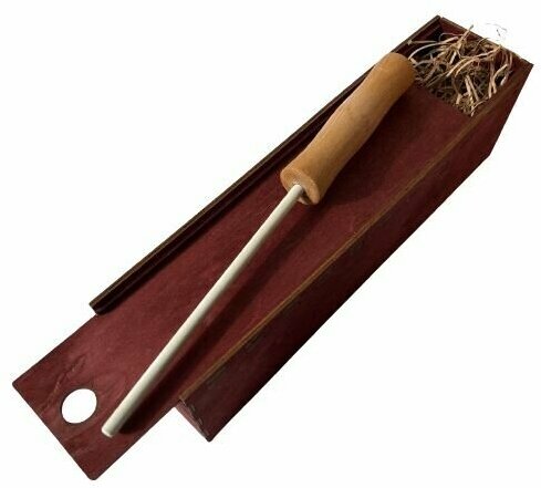 Керамический мусат с ручкой 8х200мм в подарочной упаковке "Махагон", для доводки, правки кромки ножа, удаления дефектов, чистки острых лезвий, точильный инструмент с ручкой, для снятия засечек