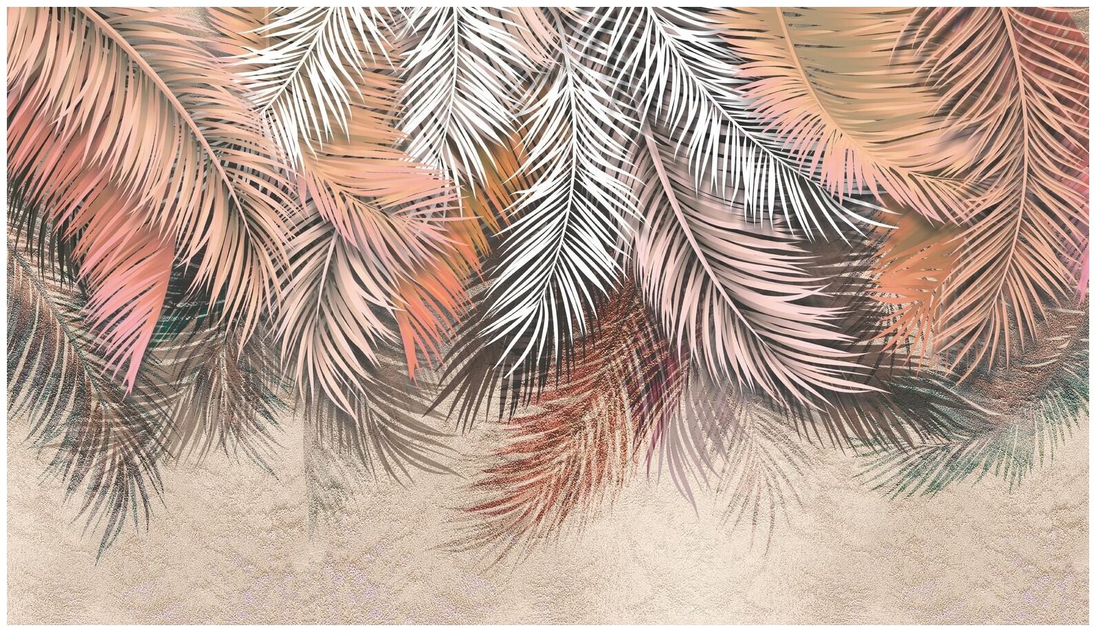 Фотообои Уютная стена "Сногсшибательные пушистые листья пальмы" 470х270 см Бесшовные Премиум (единым полотном)