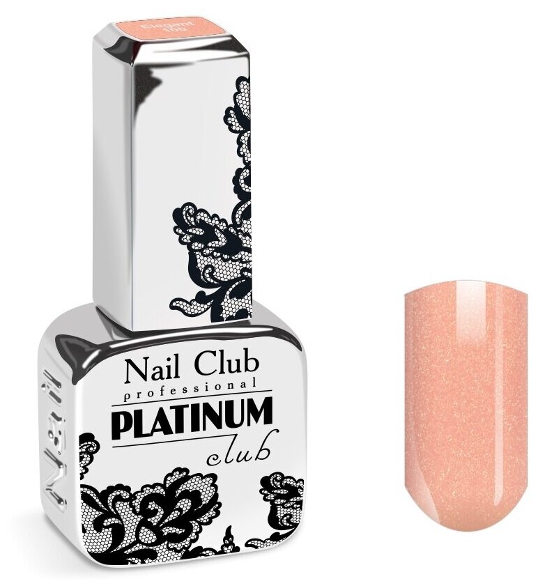 Nail Club Эмалевый гель-лак для ногтей с липким слоем PLATINUM CLUB 100 Elegant, 13 мл.