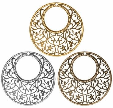 Zlatka Филигранные элементы FDP-001 круг с отверстием 4 шт под античную бронзу