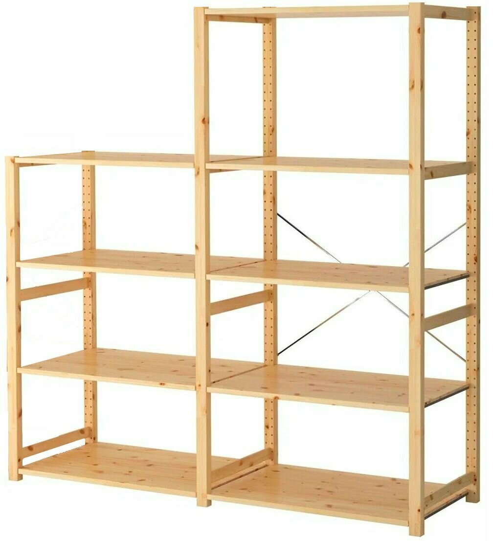 Стеллаж деревянный напольный IKEA Ivar 174х50х179 см, 9 полок, сосна