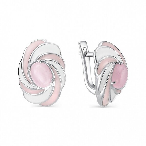 Серьги, серебро, 925 проба, эмаль, кошачий глаз