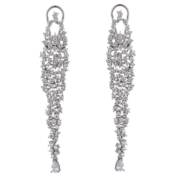 Серьги, серебро, 925 проба, фианит