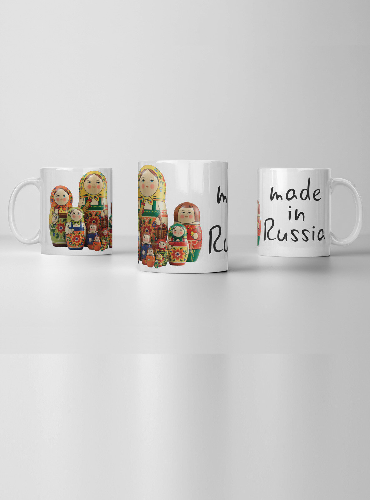 Кружка cooperative.moscow "Кружка матрёшка Made in Russia " (прикольная кружка, кружка с шутками, юмор, подарок с юмором, веселые цитаты, анекдоты, любимому, любимой, сделано в России, оригинальный подарок, кружка с приколом, матрешка) , 330 мл, 1 шт