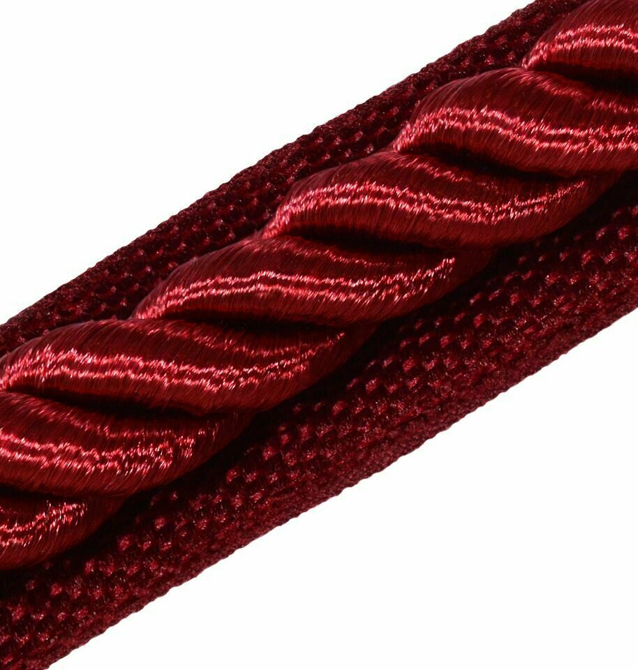 Кант мебельный с тесьмой 8 мм, 5 метров, бордовый / Шнур витой отделочный