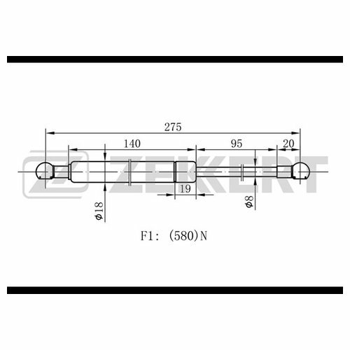 Пружина газовая багажника Audi 80 IV 86- 90 II 87- Zekkert арт. gf-1011