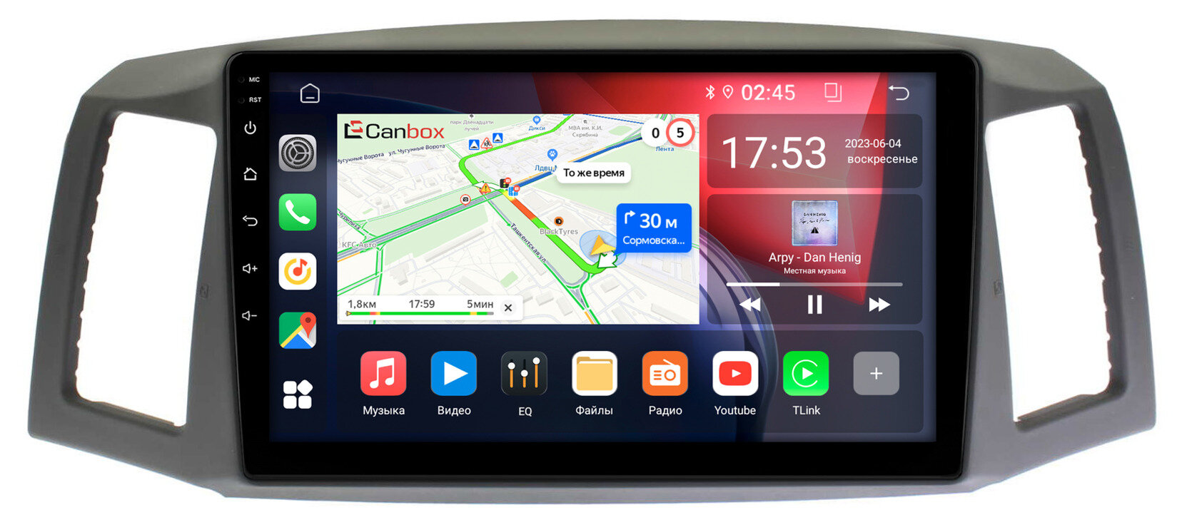 Штатная магнитола Canbox GT10-1193 Jeep Grand Cherokee 3 (WK) 2004-2007 (руль слева) Android 10 (IPS, DSP, CarPlay)