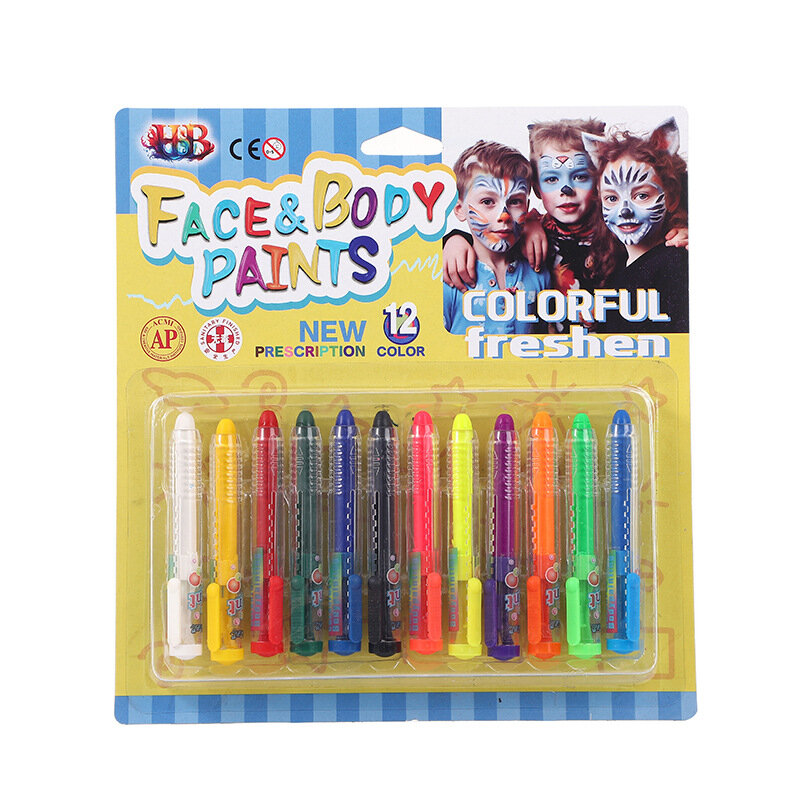 Набор для рисования лица "Colorful Face", 6 цветов, флуоресцентные отсасывающие карточки