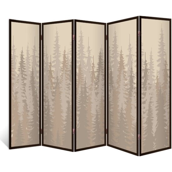 Ширма перегородка Декор Депо для комнаты деревянная "Иглы" двухсторонняя с картинкой (абстр) 5 створок венге 176х230 см 18 кг