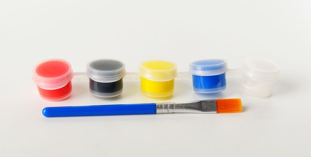 Краски акриловые в комплекте с кисточками (5 цветов + кисточка) (2023 год, 140)