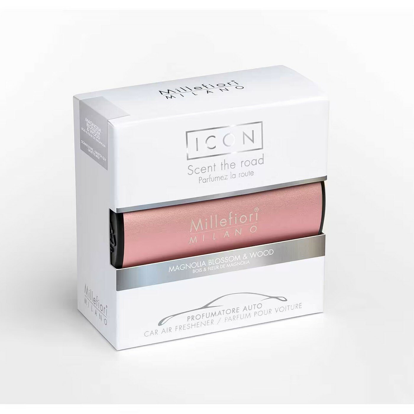 Millefiori Milano ICON / Ароматизатор в авто "Классик" Цветы магнолии и дерево "Розовый" CAR AIR FRESHENER ICON "CLASSIC" PINK - MAGNOLIA BLOSSOM & WOOD
