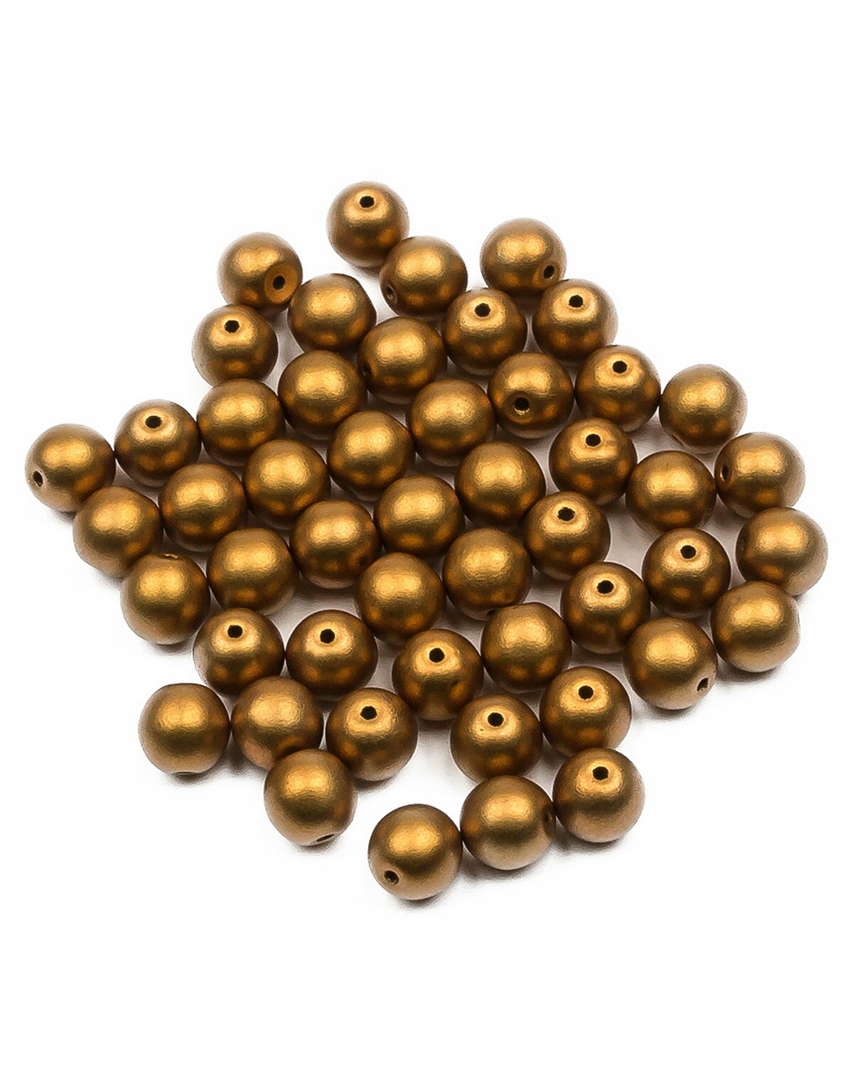 Чешские бусины Round Beads 6 мм, цвет: Alabaster Metallic Brass, 25 шт