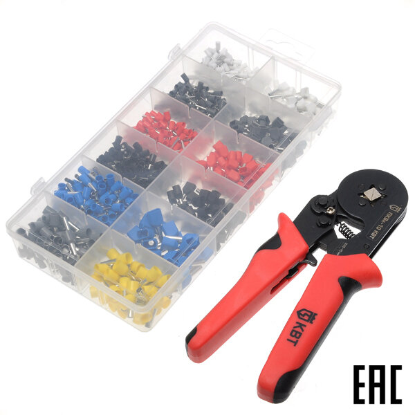 Набор НШВИ К-775-1 КВТ втулочных изолированных наконечников с пресс-клещами 83364