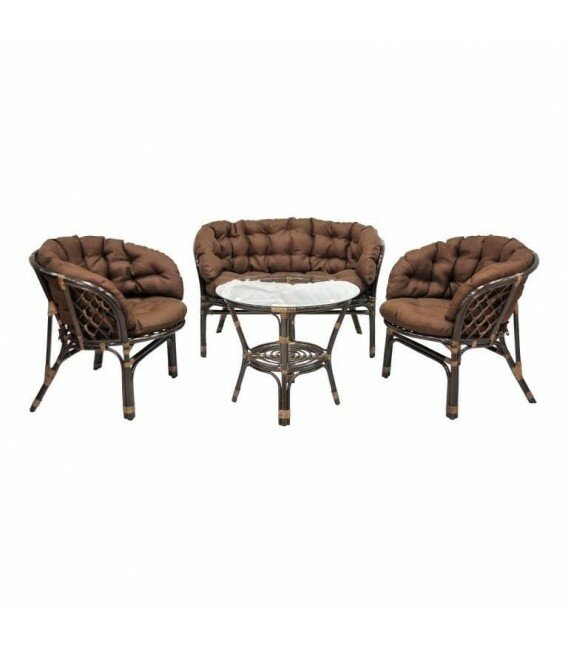 Комплект кофейный багама S (стол+2 кресла+диван, подушка твил)