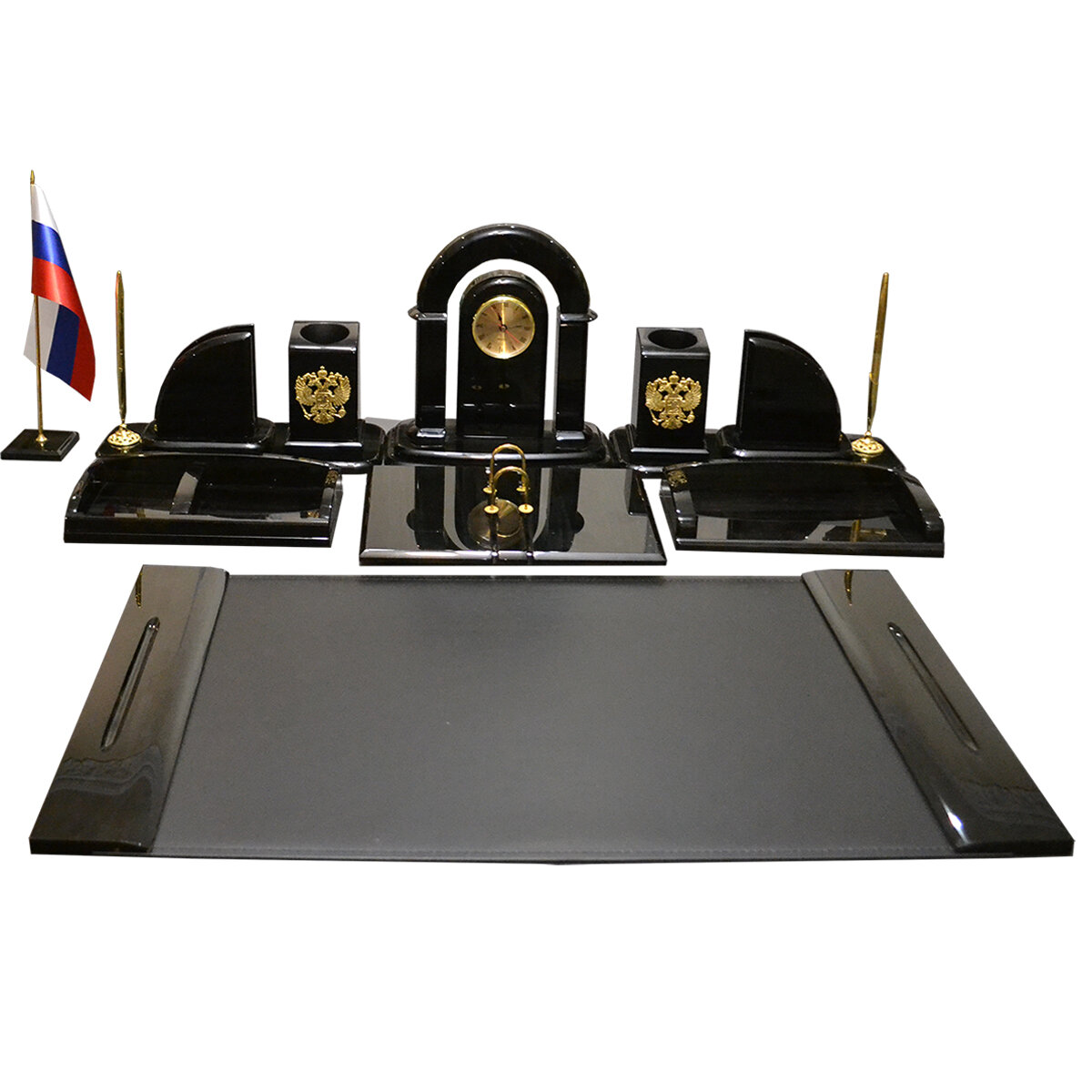 Письменный набор для руководителя из обсидиана "Премиум 3-VIP2"