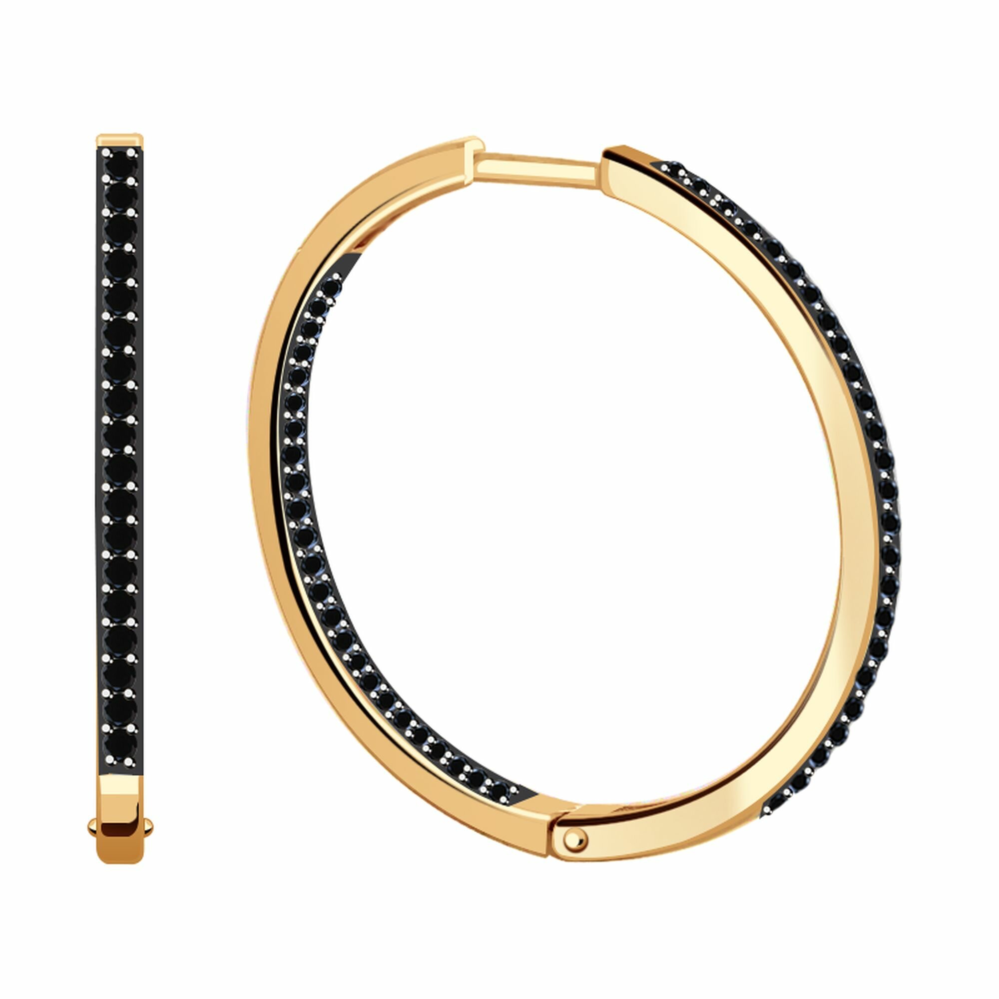 Серьги конго, красное золото, 585 проба, фианит