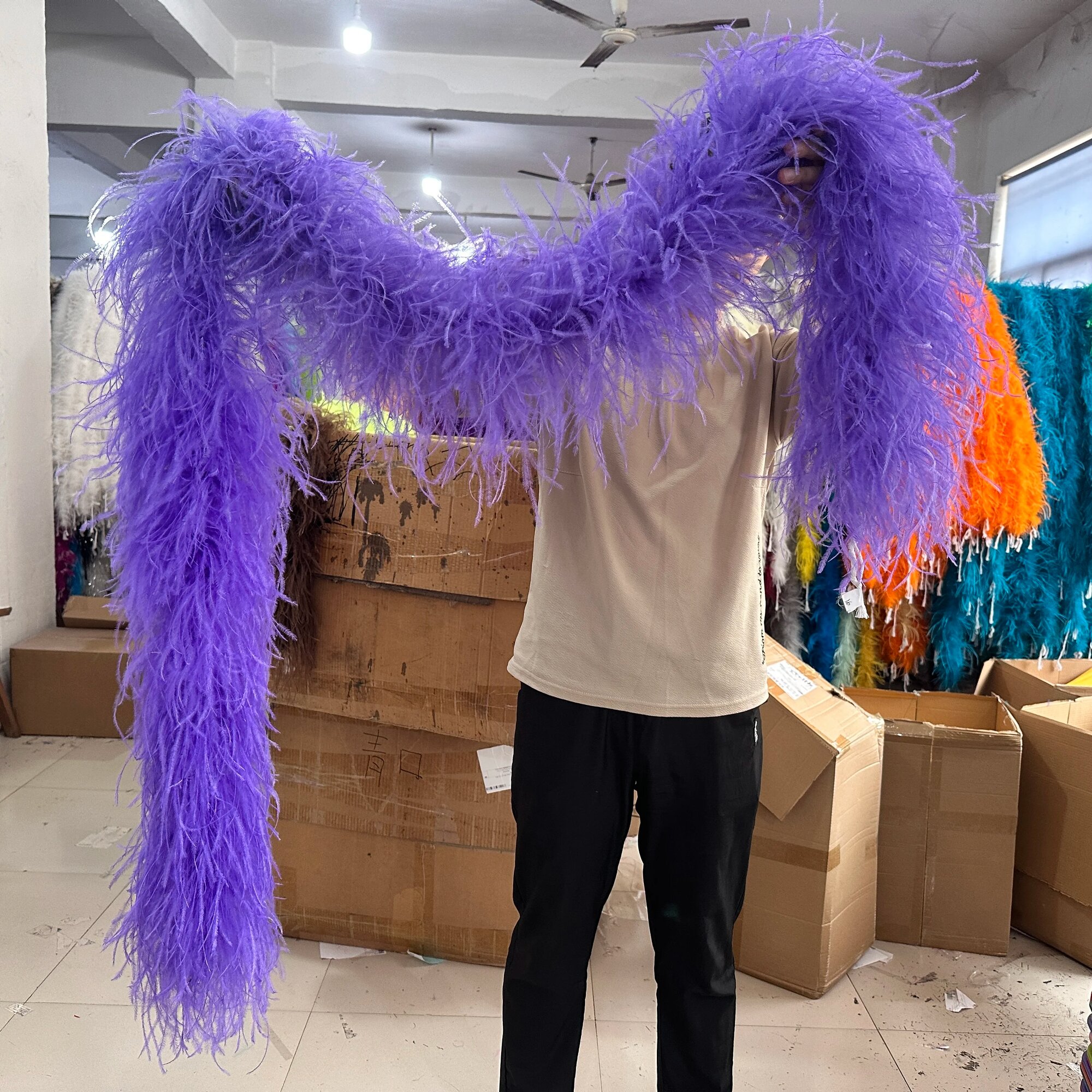 Boa из страусиных перьев, 2 метра, фиолетовый (55 purple), 2PLY