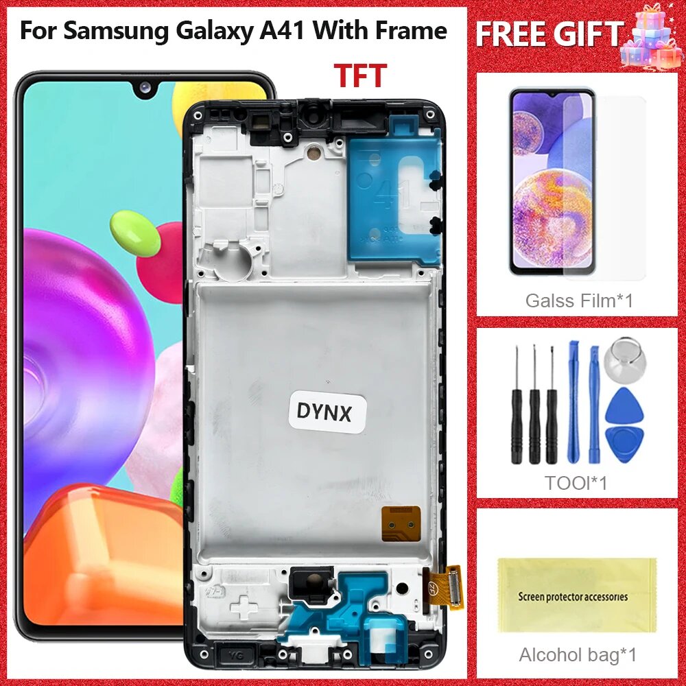 6,1 "Super AMOLED для Samsung Galaxy A41, ЖК-дисплей, сенсорный экран, датчик Digiziter в сборе, замена для Samsung A415 с рамкой