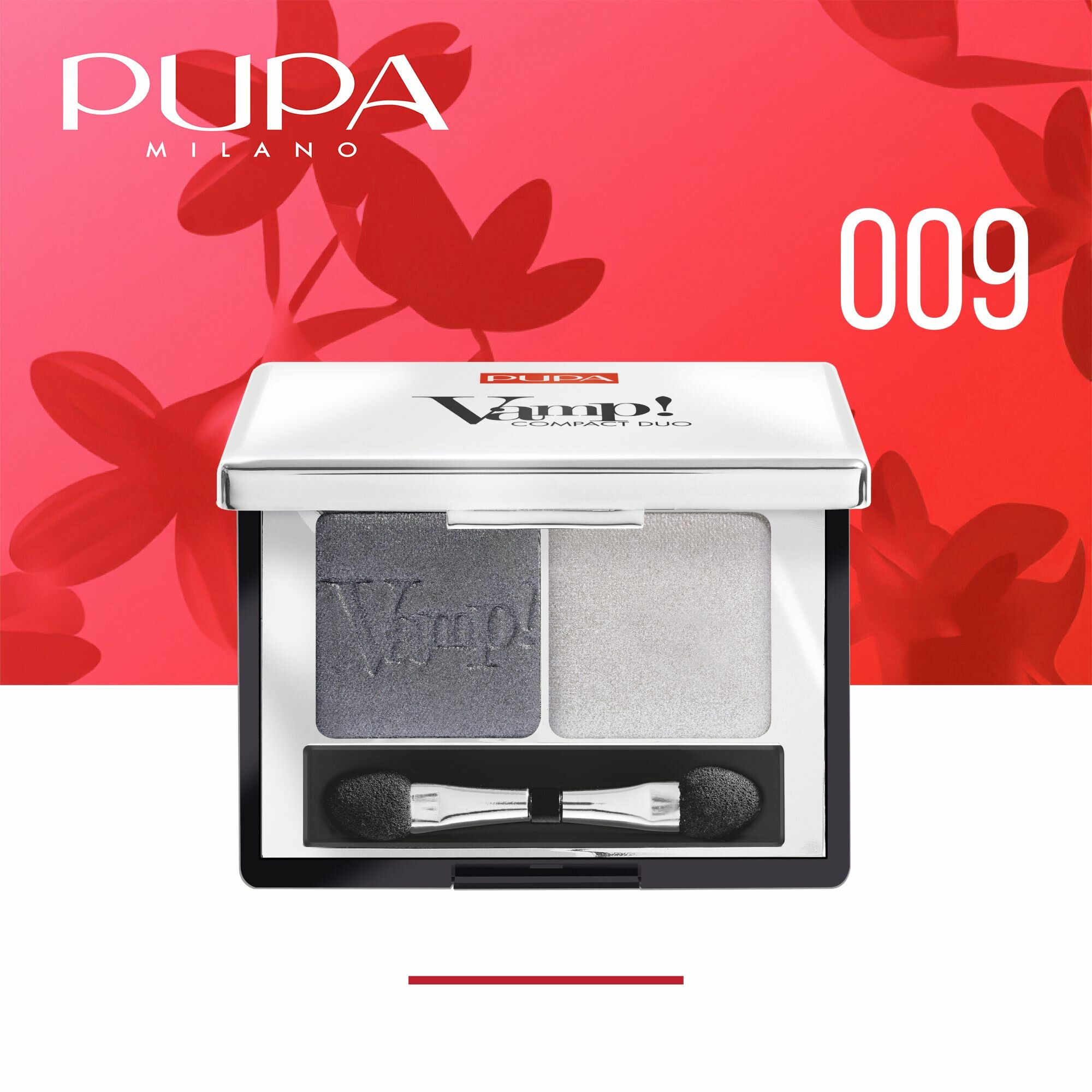 PUPA Компактные двойные тени VAMP! DUO №009, серебряный камень
