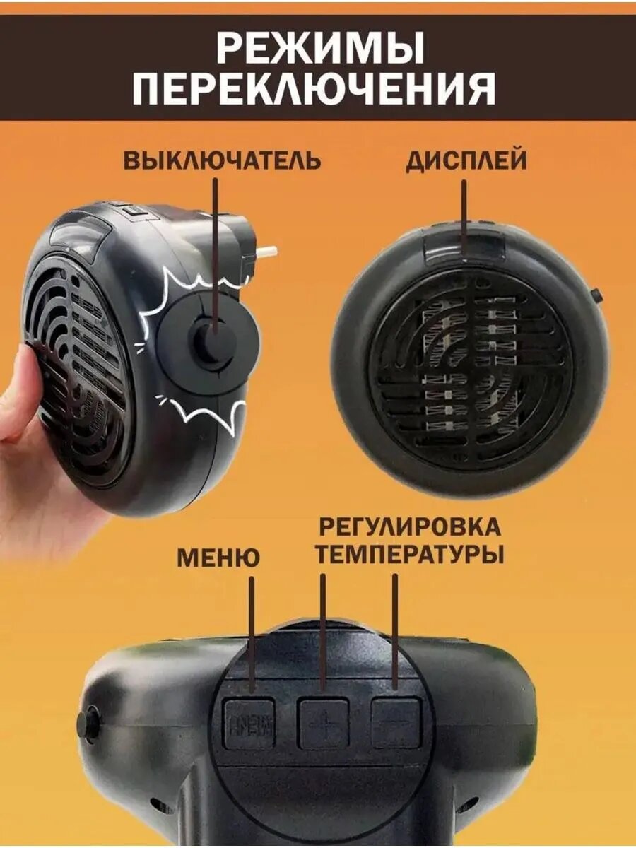 Мини-обогреватель, настенный, керамический, инфракрасный, с вентилятором — фото 1