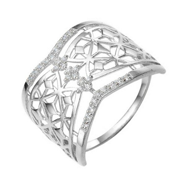 Кольцо, серебро, 925 проба, родирование, фианит