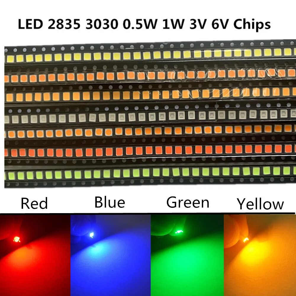 Светодиодные чипы 2835 Red 1W 6V 150MA