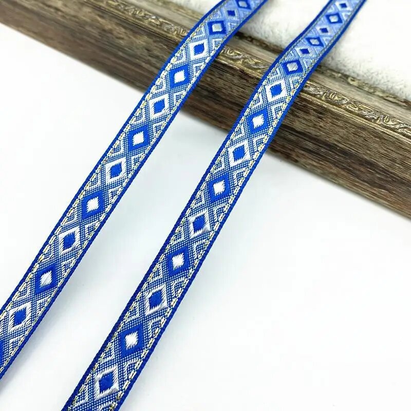 Синяя вышитая лента 1.3см, Color: 15