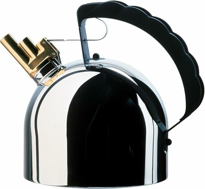 Чайник - Alessi - на 2 л, с мелодичным свистком, из нержавеющей стали, цвет серебристый/черный, 19 см x 16,5 см x 16,5 см, 9091 FM
