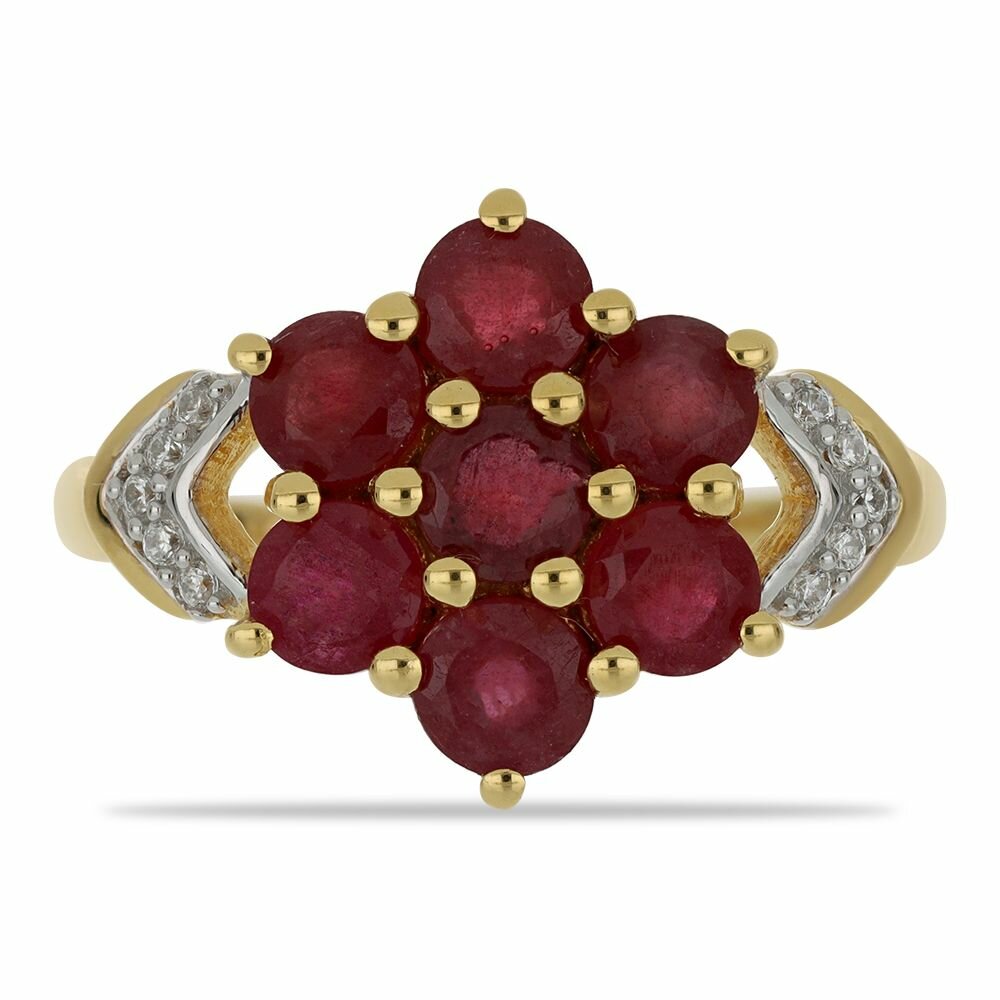 Кольцо тонкое, серебро, 925 проба, рубин, фианит