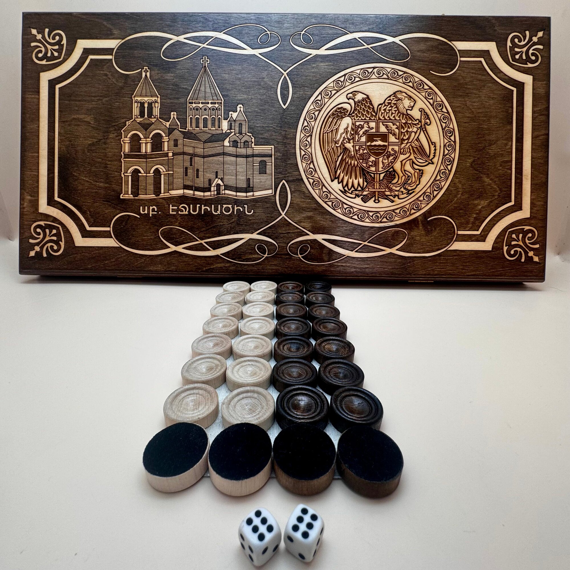 Нарды Деревянные "Эчмиадзинский Монастырь" большие 60 см