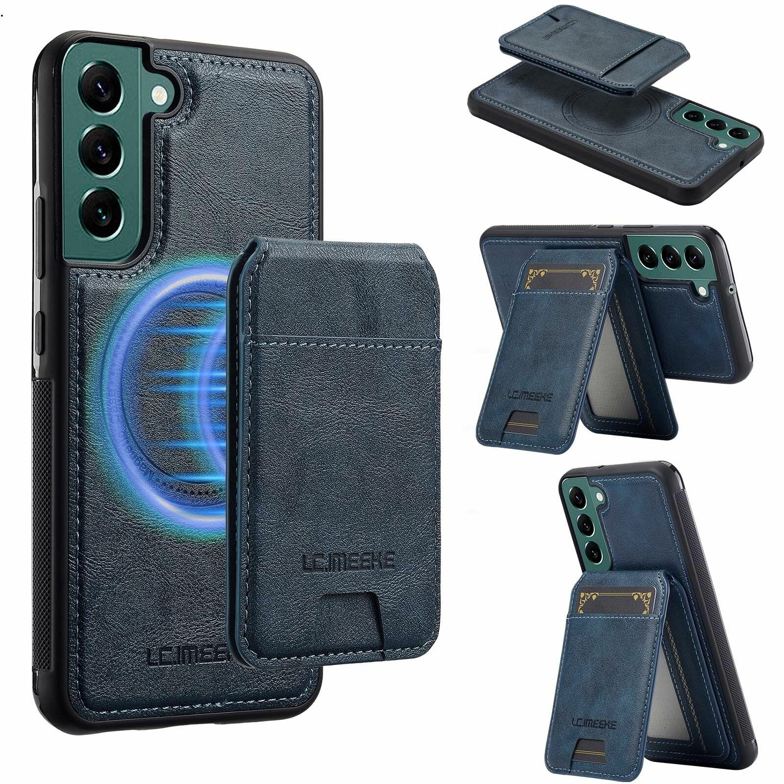 LCIMEEKE Чехол Magsafe для Samsung Galaxy S25+/S25 Plus (Самсунг галакси С25+/C25 Плюс), прочный магнитный кожаный защитный чехол-кошелек для телефона с Блокировка RFID-меток