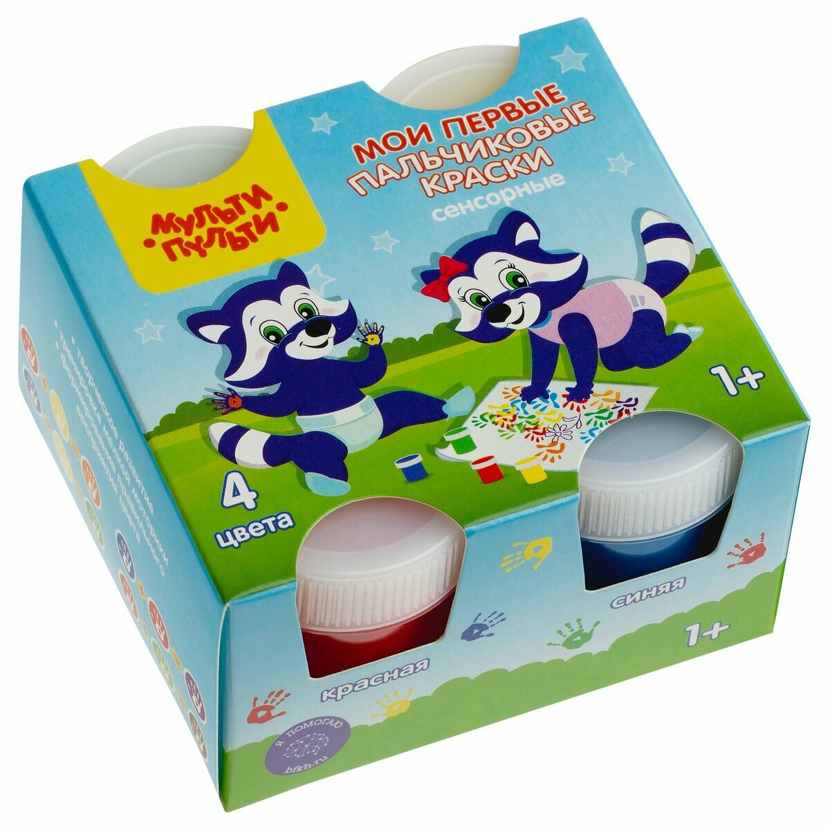 Краски пальчиковые 4 цвета Мульти-Пульти "Мои первые пальчиковые краски", 140мл, сенсорные (ПК_64325), 12 уп.