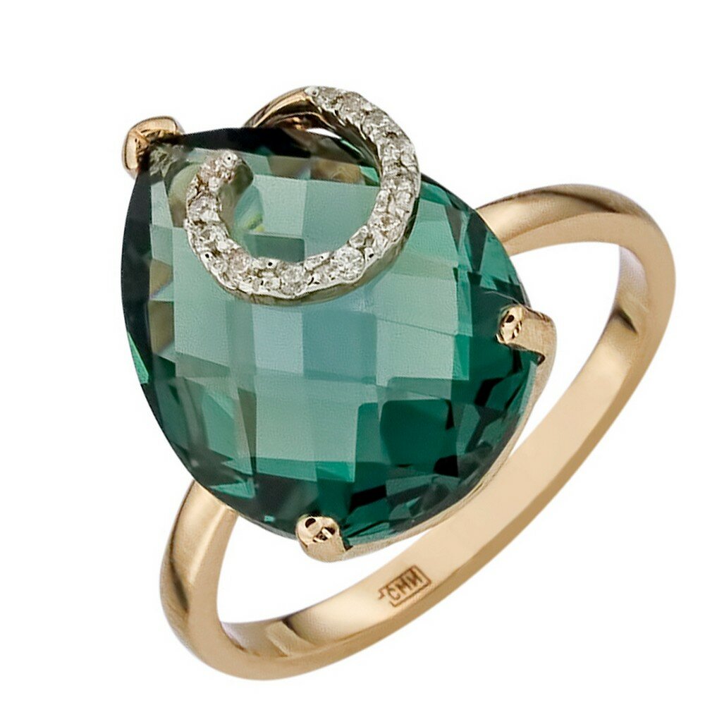 Кольцо, красное золото, 585 проба, аквамарин