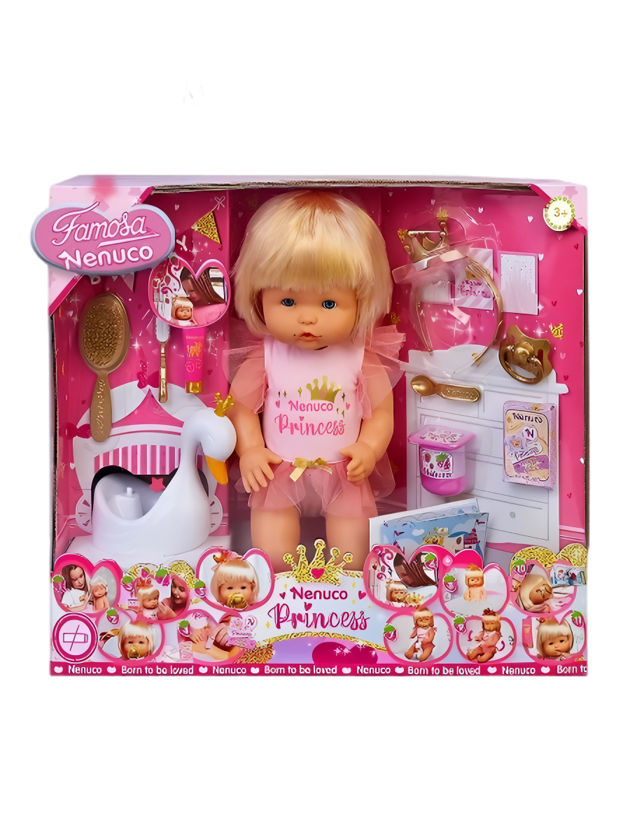 Игровой набор Nenuco "Моя принцесса", с аксессуарами, розовый, пластик, 35см