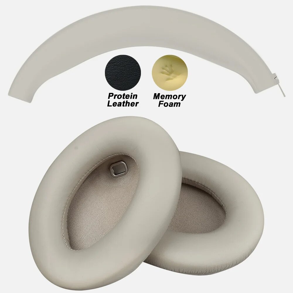 Амбушюры OME OH MY EAR для Sony WH-1000XM4, протеиновая кожа, пена с эффектом памяти beige Cobmo