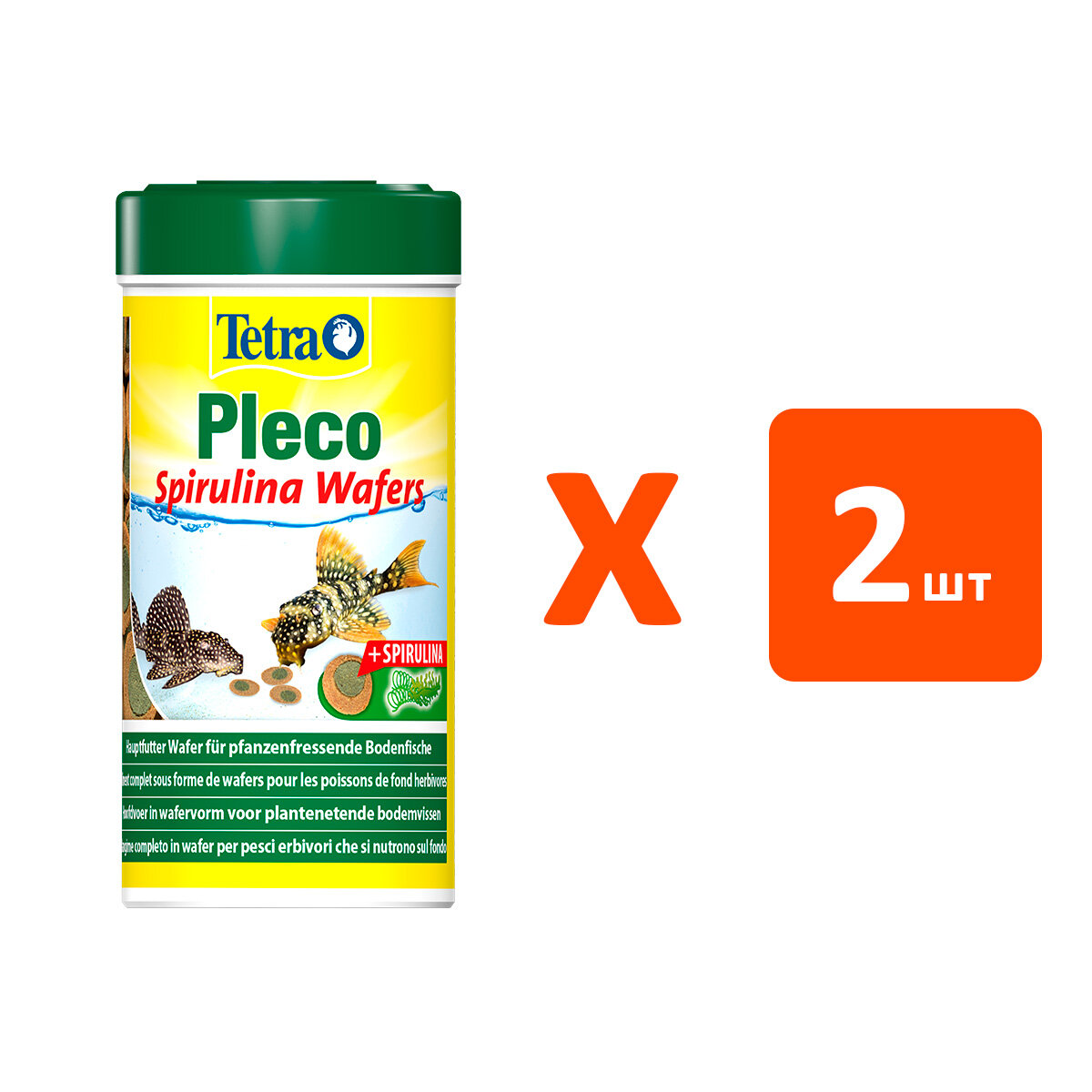 TETRA PLECO SPIRULINA WAFERS корм чипсы для растительноядных донных рыб со спирулиной (250 мл х 2 шт)