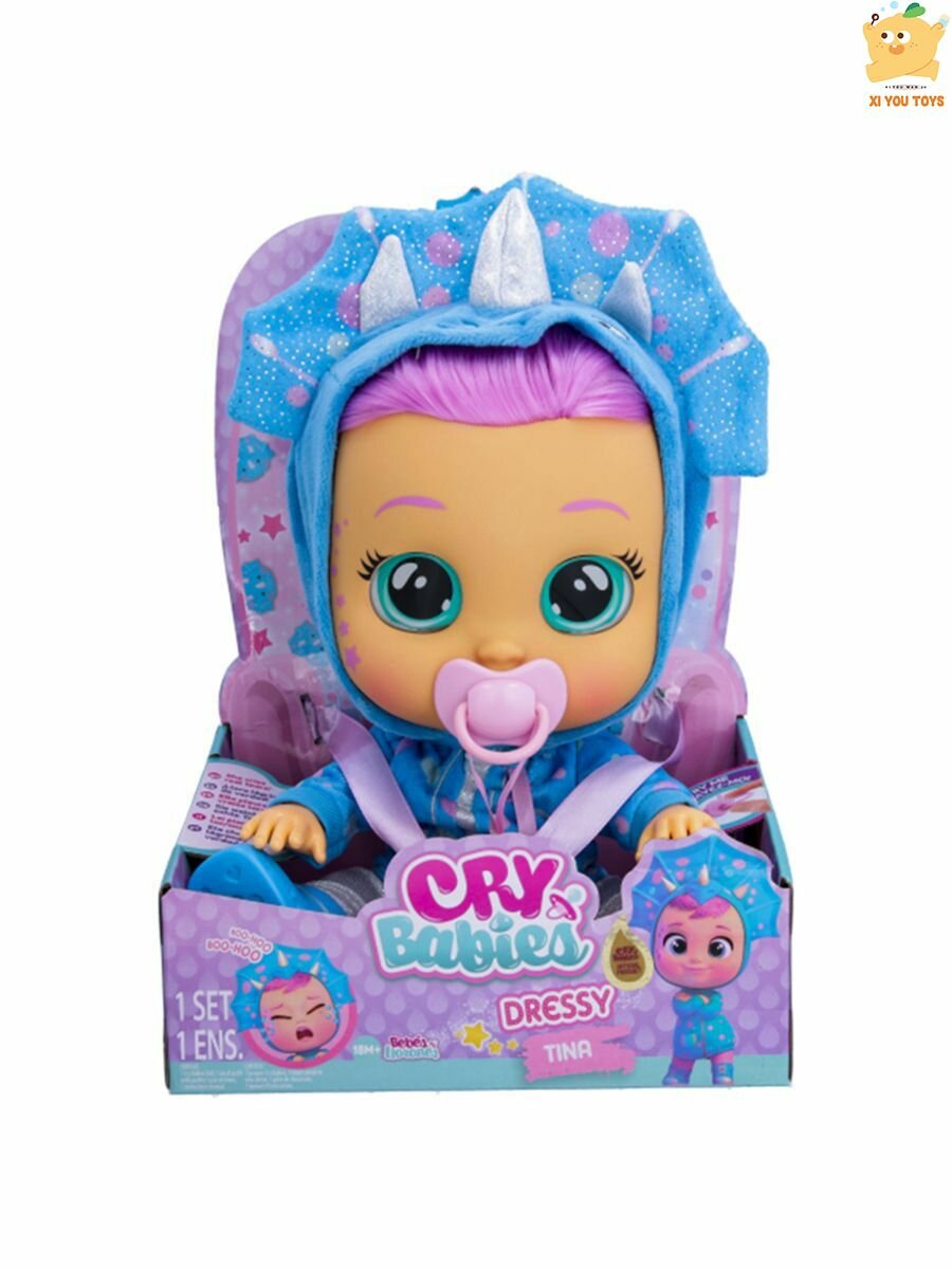 Край Бебис Куклы IMC Toys Cry Babies Dressy Tina / Интерактивная Аниматронная Кукла В Костюме Динозавра - Идеальный Подарок Для Детей
